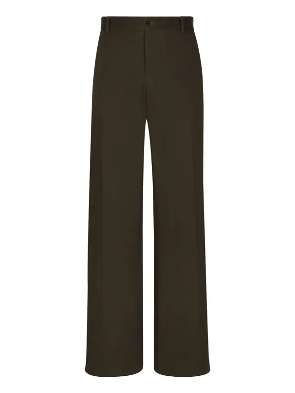 Dolce & Gabbana Wide-leg Cotton Trousers - Brown