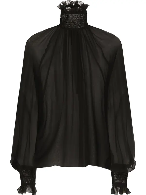 Dolce & Gabbana High-neck Silk Blouse - Black