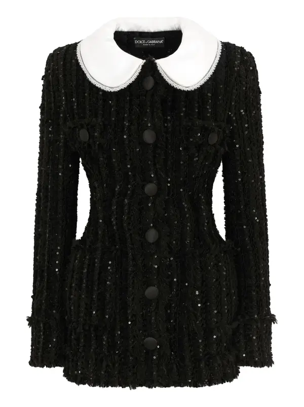 Dolce & Gabbana Sequinned Tweed Jacket - Black