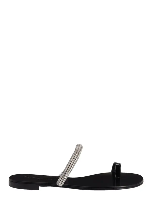 GIUSEPPE ZANOTTI Galassia Rhinestone-embellished Flat Sandals - Black