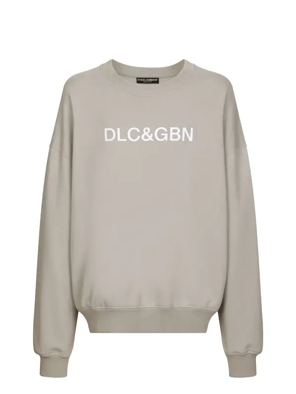Dolce & Gabbana Logo-print Cotton-jersey Sweatshirt - Neutrals