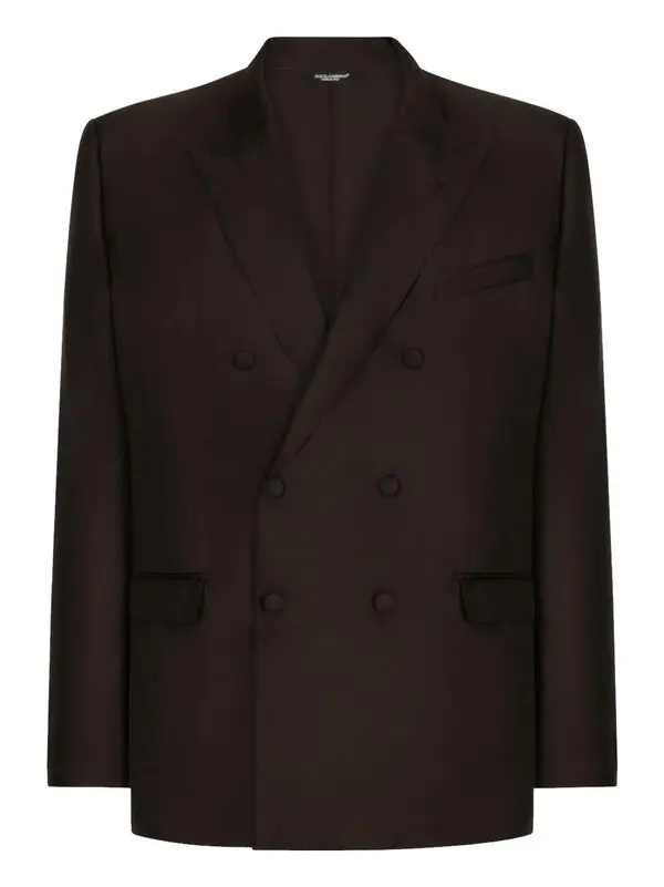 Dolce & Gabbana Double-breasted Silk Blazer - Brown