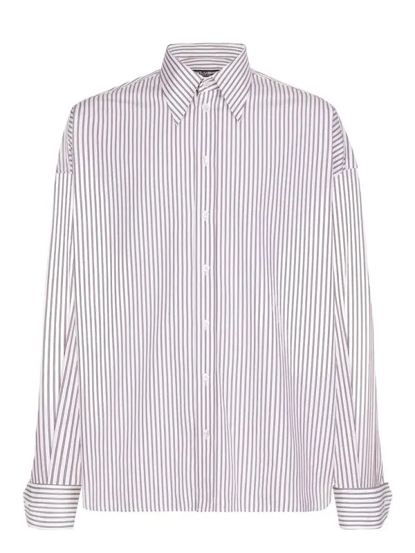 Dolce & Gabbana Oversized Striped Cotton-poplin Shirt - White