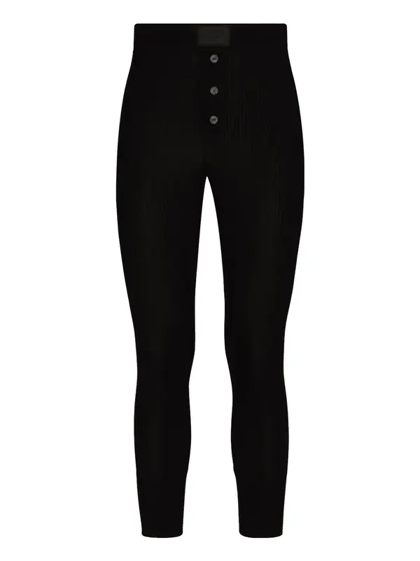 Dolce & Gabbana Ribbed Cotton Leggings - Black