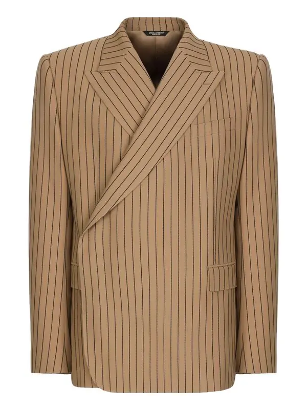 Dolce & Gabbana Pinstripe-pattern Wool Blazer - Neutrals