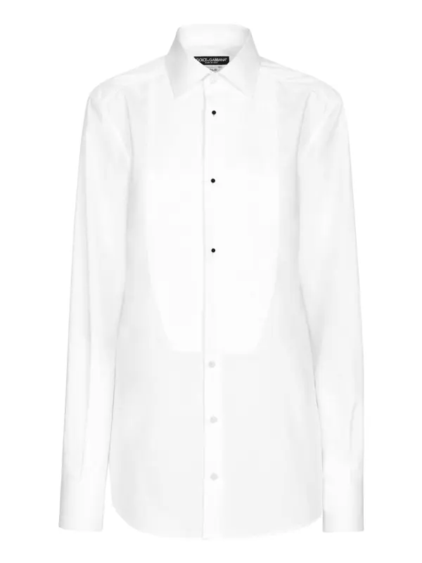 Dolce & Gabbana Bib-front Cotton Shirt - White