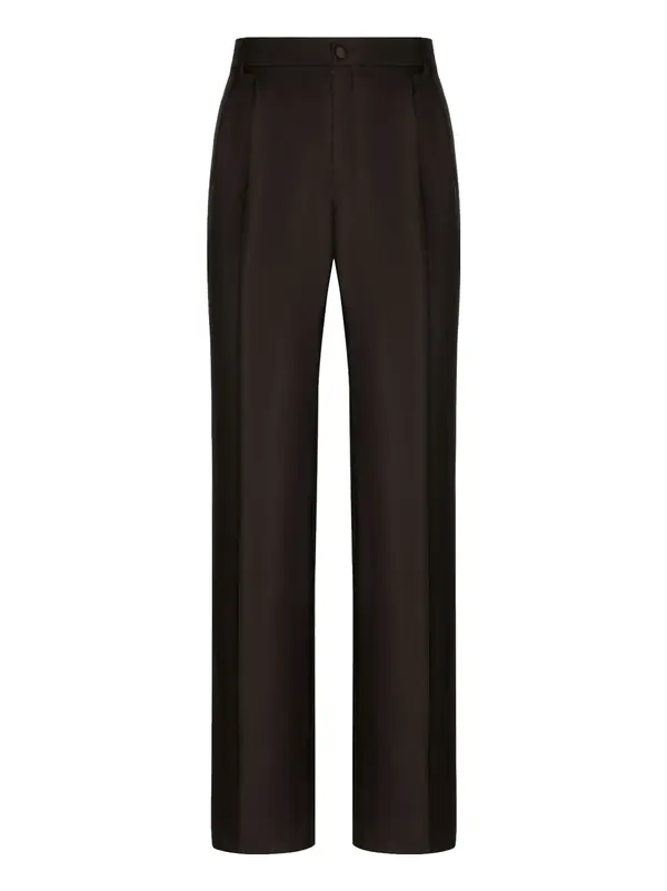 Dolce & Gabbana Tailored Silk Trousers - Brown