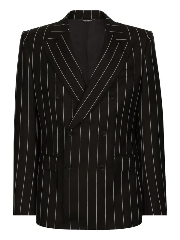 Dolce & Gabbana Pinstripe-pattern Wool Blazer - Black