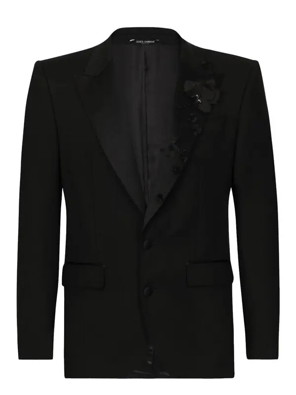 Dolce & Gabbana Floral-appliqué Single-breasted Suit - Black