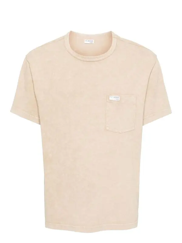 FAY Logo-appliqué Cotton T-shirt - Neutrals