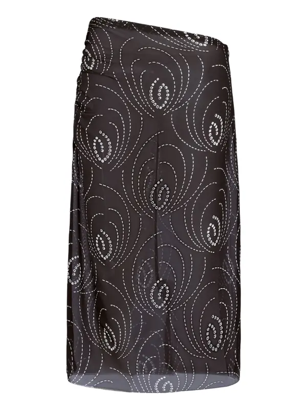 Prada Abstract-print Midi Pencil Skirt - Black