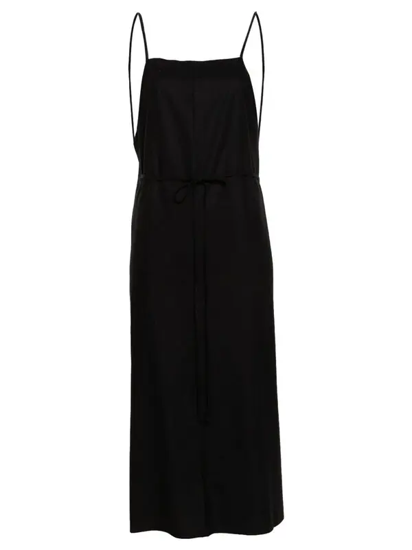 BASERANGE Yumi Apron Silk Midi Dress - Black