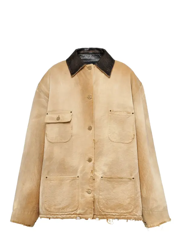Prada Distressed Canvas Jacket - Neutrals