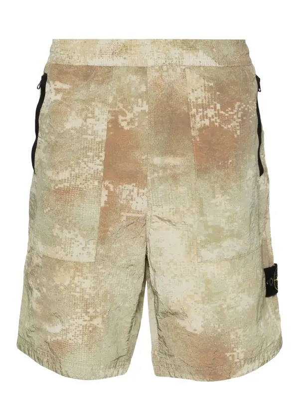 Stone Island Abstract-print Bermuda Shorts - Green