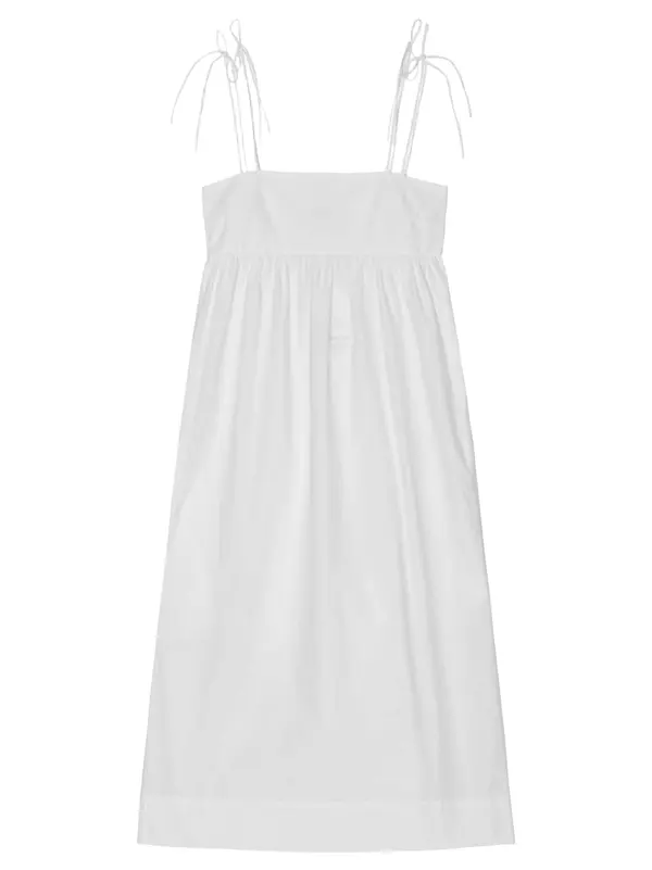 GANNI Cotton Poplin String Midi Dress - White