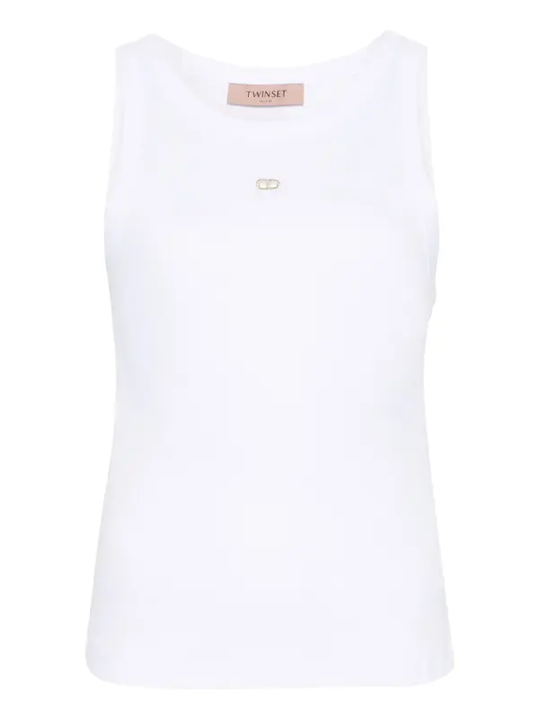 TWINSET Cut-out Detail Ribbed Tank Top - White