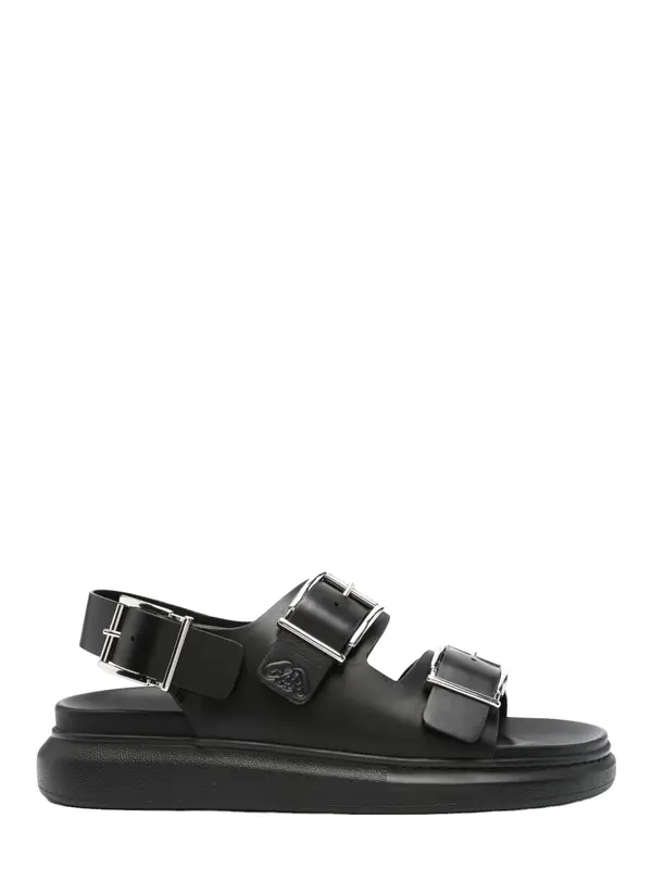 Alexander McQueen Logo-debossed Leather Sandals - Black