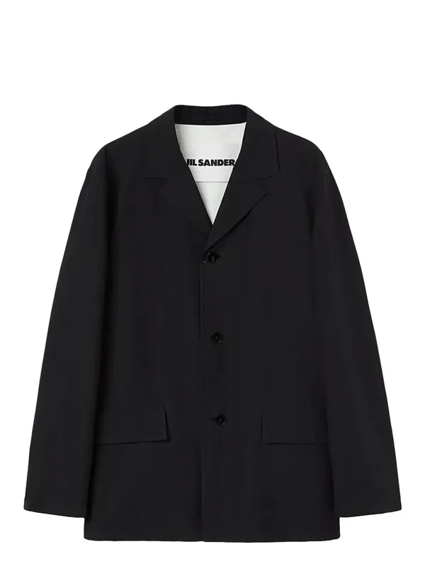 JIL SANDER Deconstructed Cotton Shirt Jacket - Black