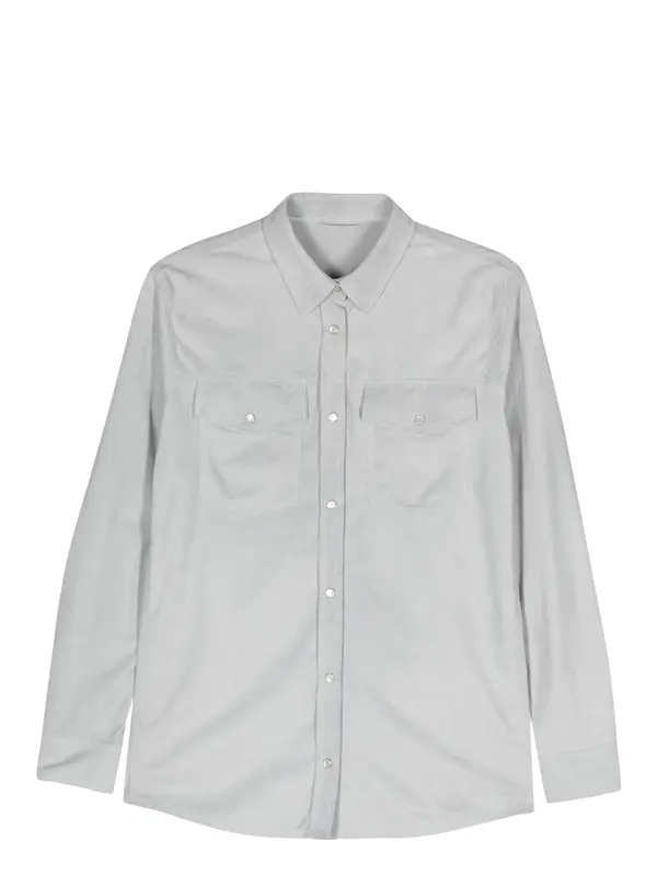 Eleventy Press-stud Suede Shirt - Grey