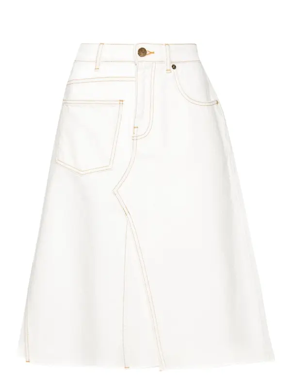 Tory Burch Deconstructed Denim A-line Skirt - Neutrals