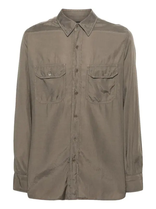 TOM FORD Fluid Twill Shirt - Green