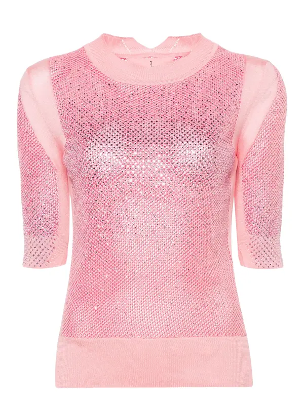 Ermanno Scervino Crystal-embellished Knit Top - Pink