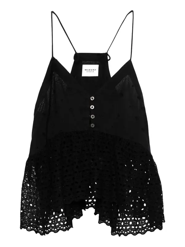 MARANT ETOILE Sogane Broderie-anglaise Top - Black