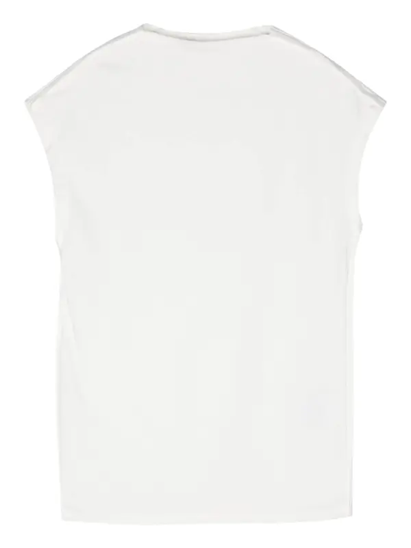 Closed Straight-neck Tank Top - White