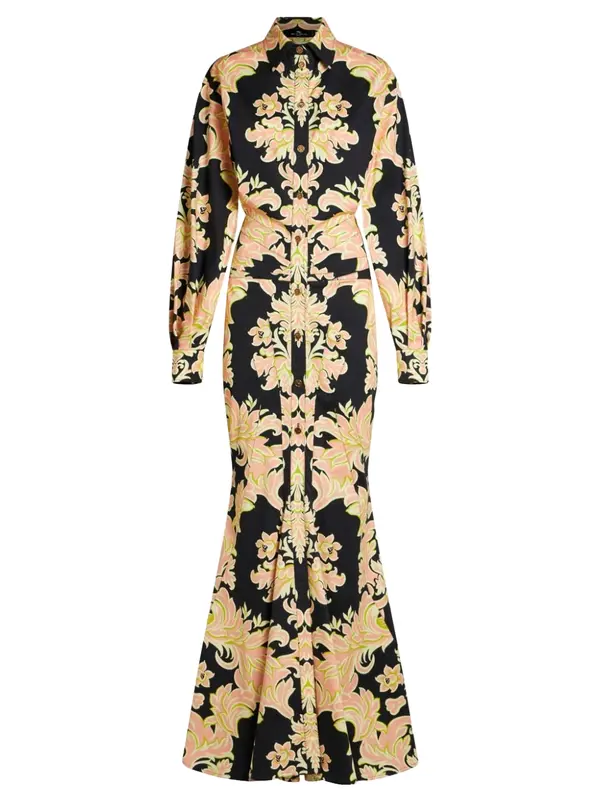 Etro Paisley-print Ruched Gown - Black