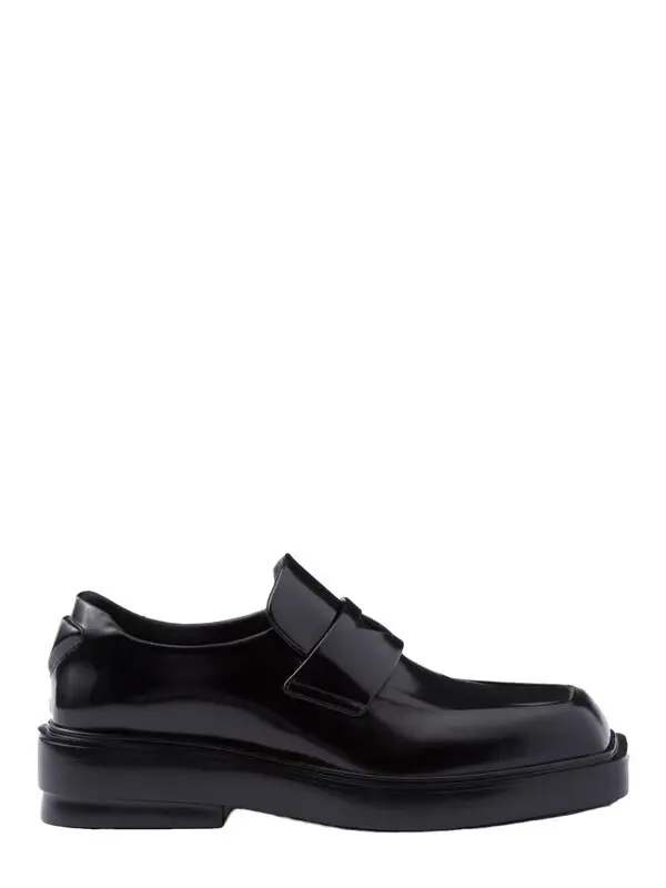 Prada Triangle-patch Leather Loafers - Black