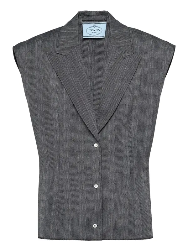 Prada Single-breasted Pinstripe Vest - Grey