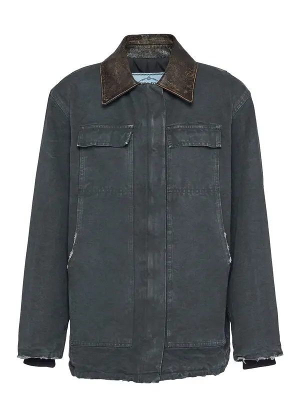 Prada Distressed Canvas Jacket - Grey