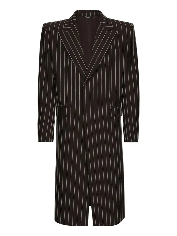 Dolce & Gabbana Pinstripe Virgin Wool Coat - Black