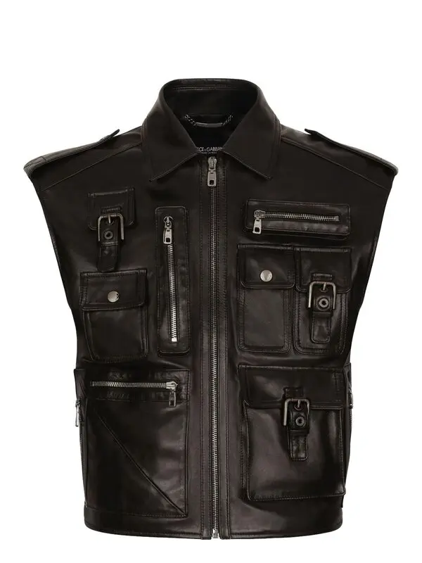 Dolce & Gabbana Biker Leather Gilet - Black