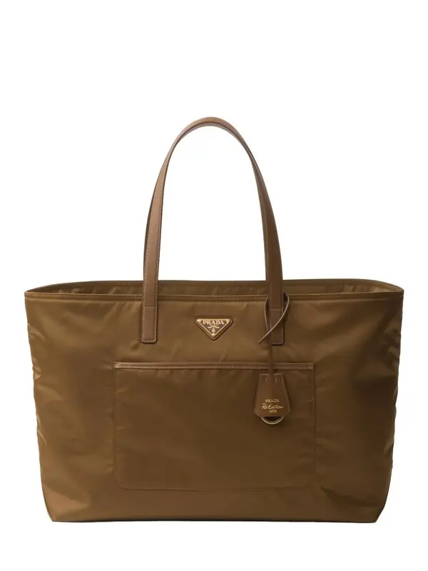 Prada Re-edition 1978 Large Re-nylon And Saffiano Leather Tote Bag - Brown