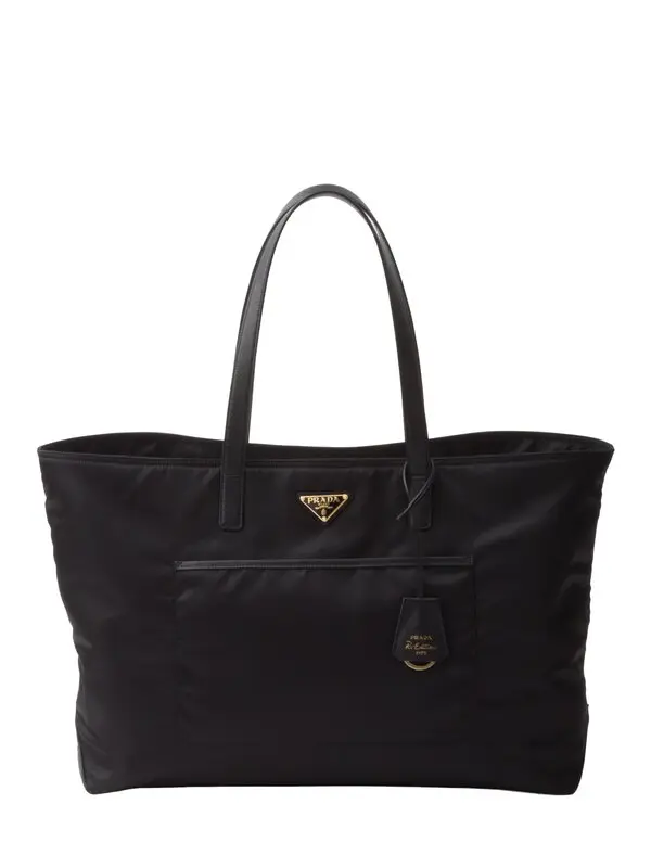 Prada Re-edition 1978 Large Re-nylon And Saffiano Leather Tote - Black