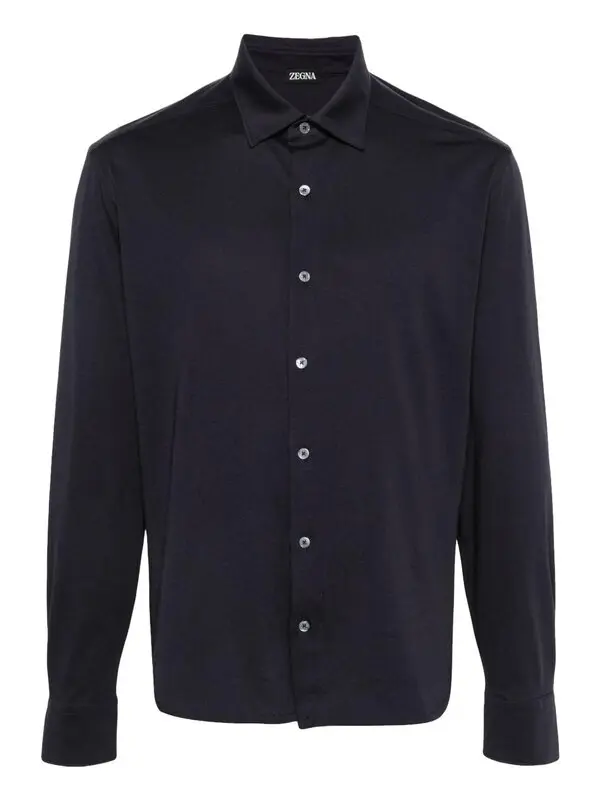 Zegna Long-sleeve Cotton Shirt - Blue