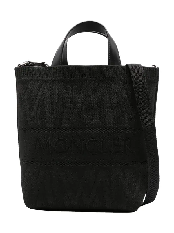 Moncler Logo-embroidered Woven Tote Bag - Black