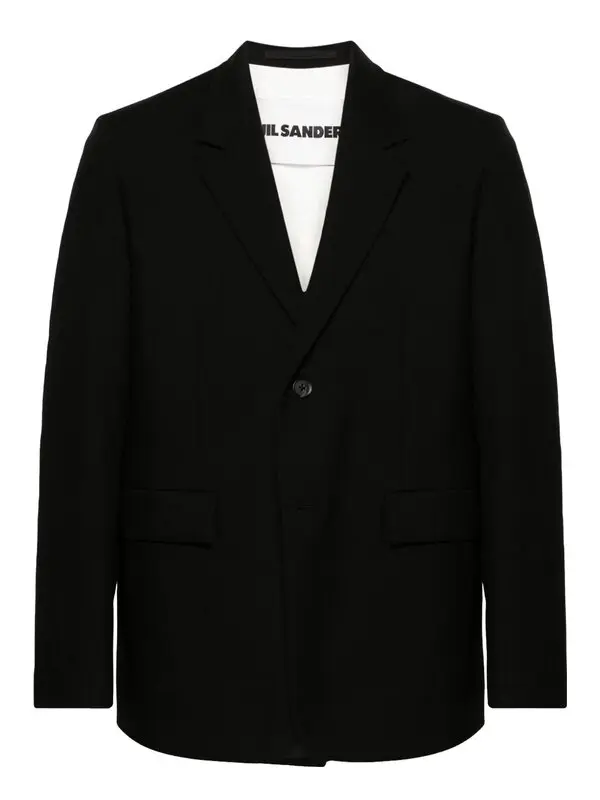 JIL SANDER Single-breasted Twill Wool Blazer - Black