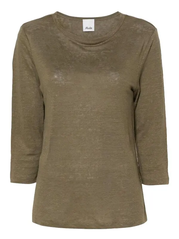 ALLUDE Boat-neck Linen Jumper - Green