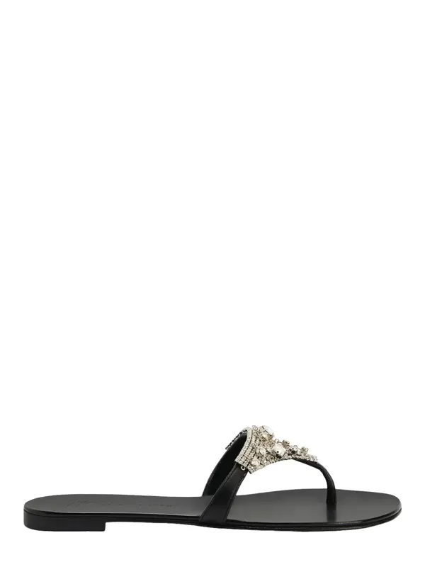 GIUSEPPE ZANOTTI Clarett Crystal-embellished Flat Sandals - Black
