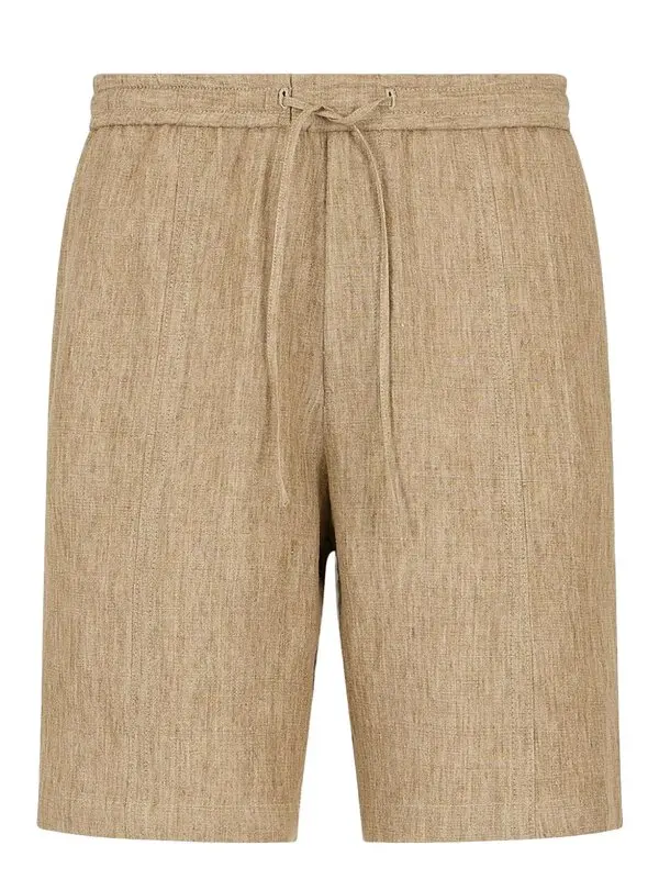 Emporio Armani Drawstring-waist Linen Shorts - Neutrals
