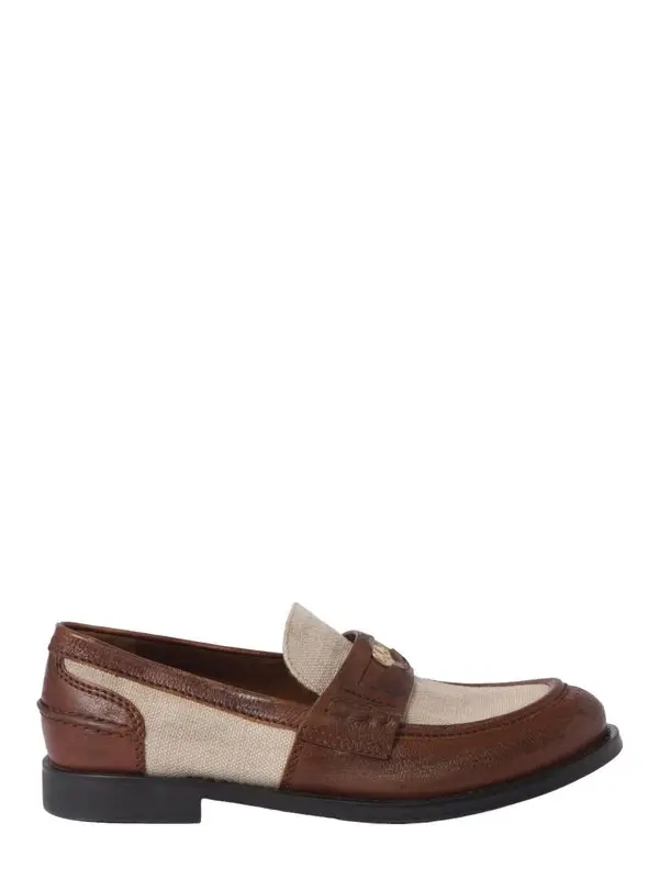 Miu Miu Penny-appliqué Panelled Loafers - Brown