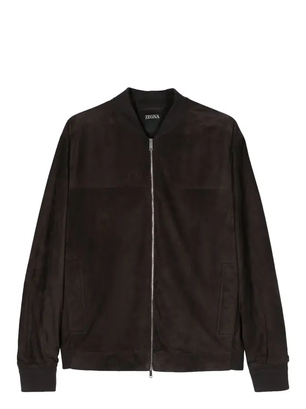 Zegna Suede Bomber Jacket - Black