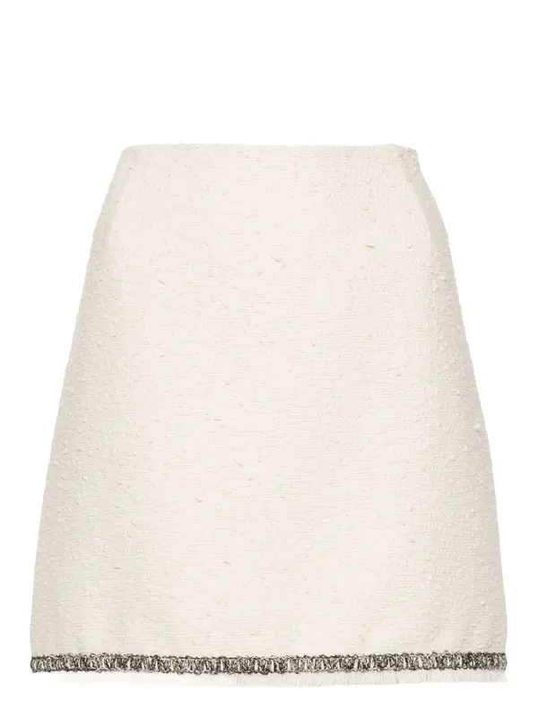 Moncler Contrasting-trim Tweed Miniskirt - White
