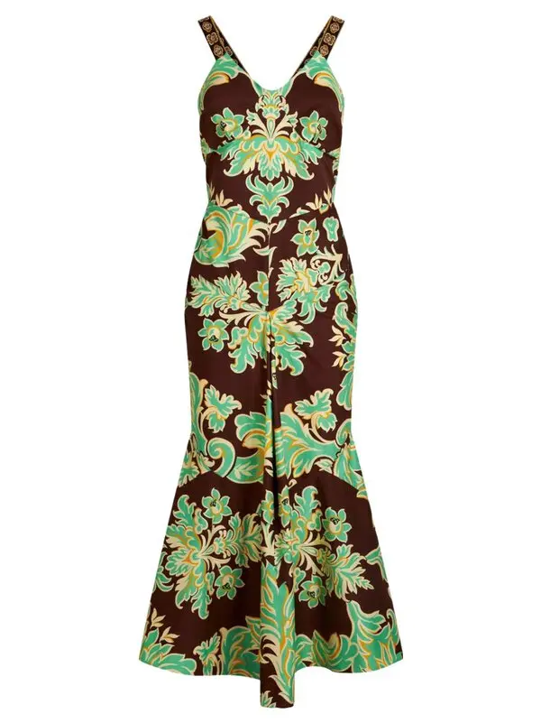 Etro Paisley Print Midi Dress - Brown