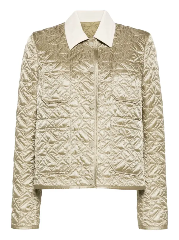 Moncler Corduroy-collar Quilted Shacket - Green