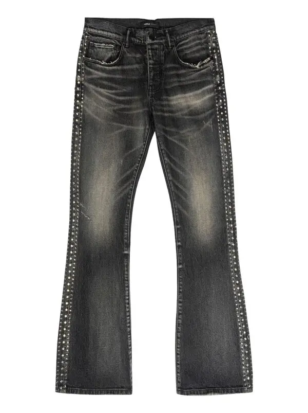 PURPLE BRAND Rhinestone-embellished Bootcut Jeans - Black