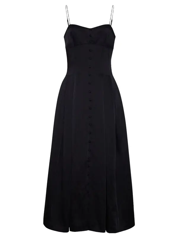 Adam Lippes Rickie Satin Midi Dress - Black