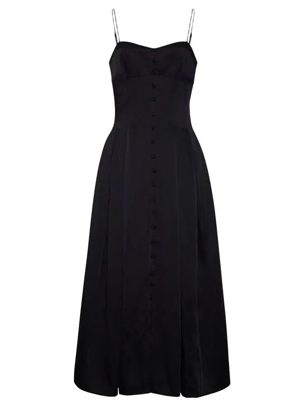 Adam Lippes Rickie Satin Midi Dress - Black